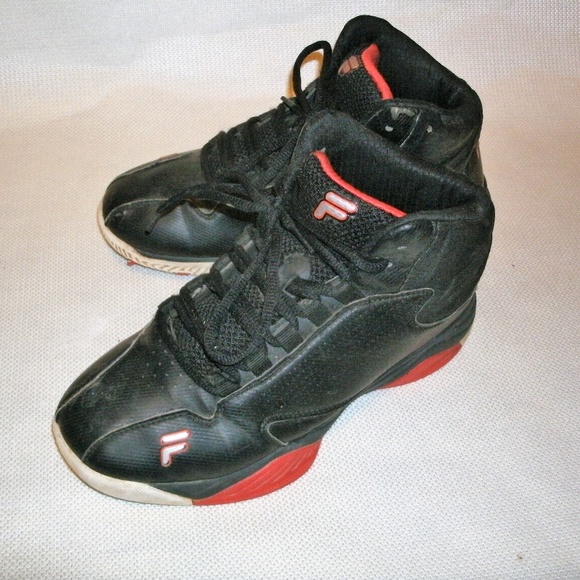 Fila | Shoes | Filas Old School Hightops Black Red Whi58 | Poshmark